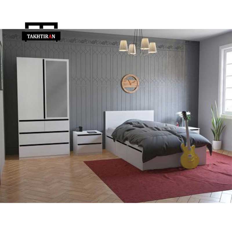 خرید تخت خواب تک نفره اسپرت سفید آتوسا+24ماه ضمانت-تختیران